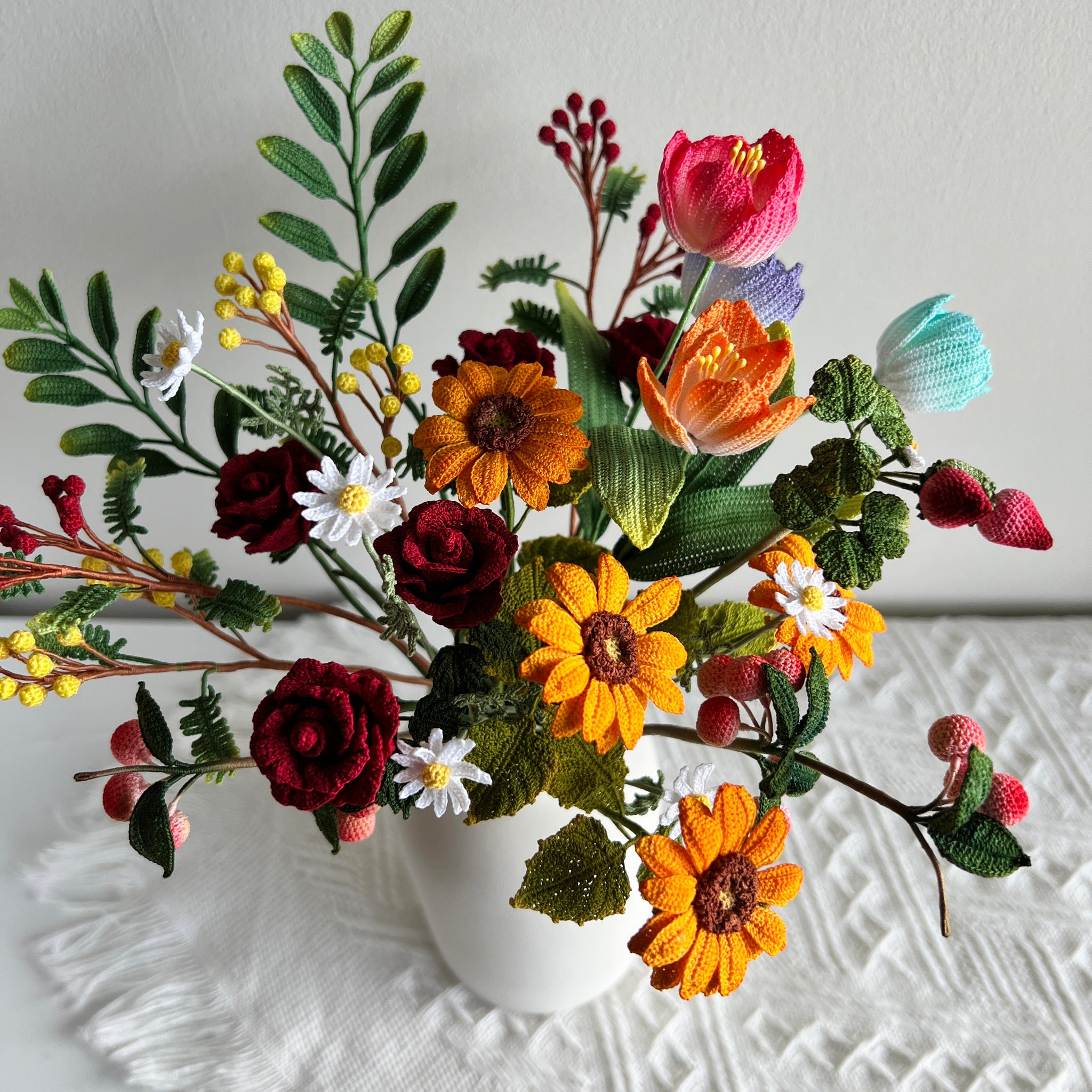 Micro Crochet Flower Bouquet | Crochet Flowers | Handmade Home Decor ...