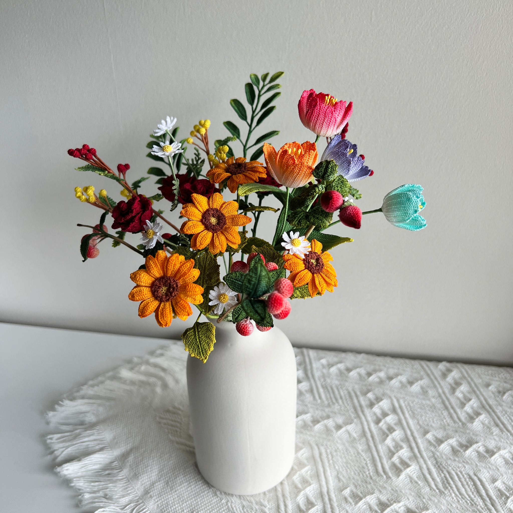 Micro Crochet Flower Bouquet | Crochet Flowers | Handmade Home Decor ...