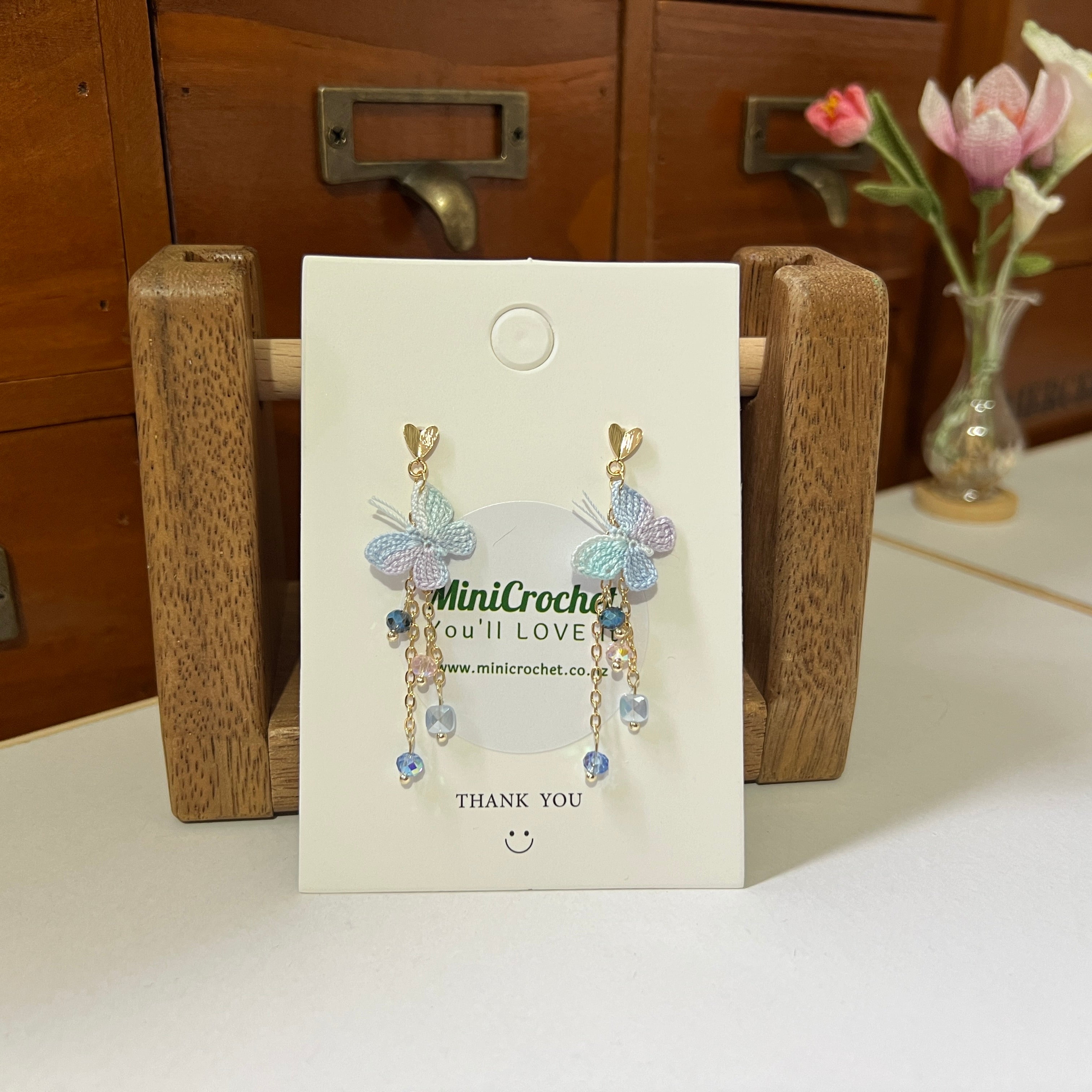 Micro Crochet Butterfly Earrings | Handmade Butterfly Dangle Earrings ...